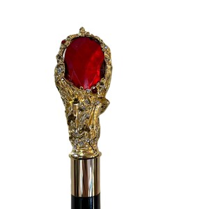 Italian Red Jewel Handle Cane Hand Carved Cane Wooden Walking Stick ...