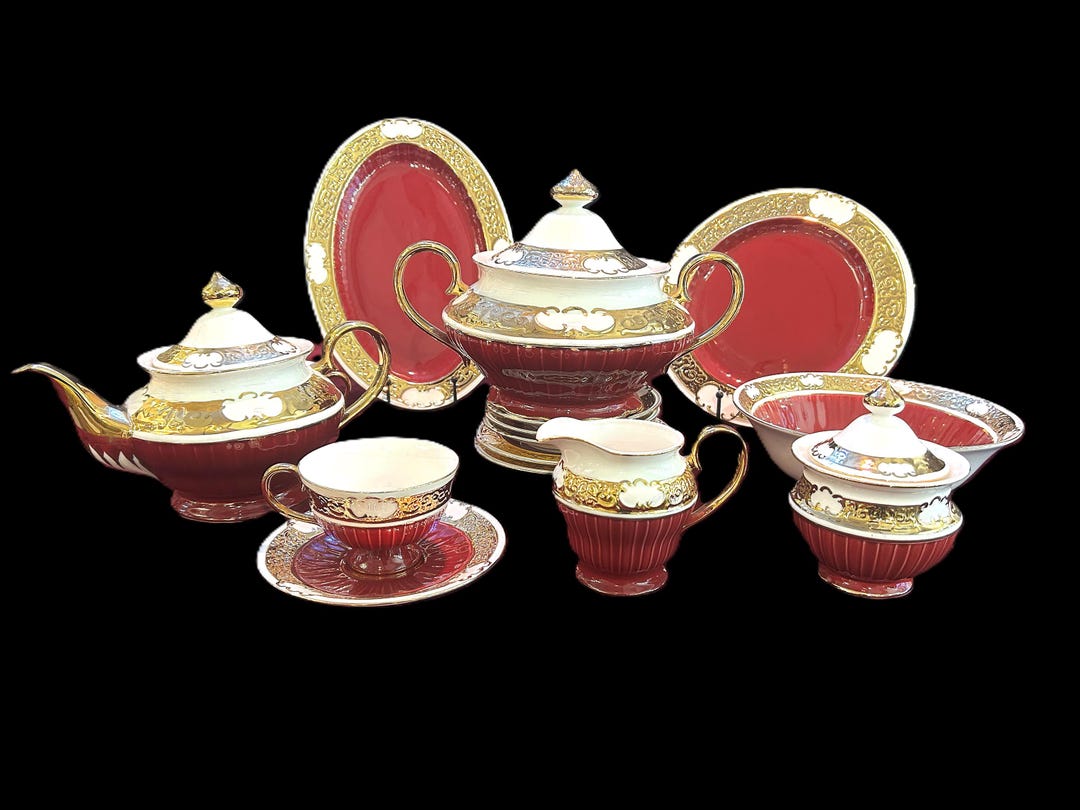 Imperial Ruby Porcelain Tea Set - A Regal Tea Time - Etsy