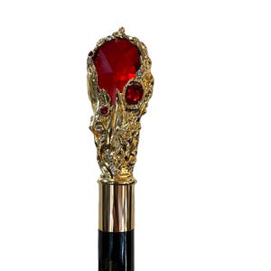 Italian Red Jewel Handle Cane Hand Carved Cane Wooden Walking Stick ...