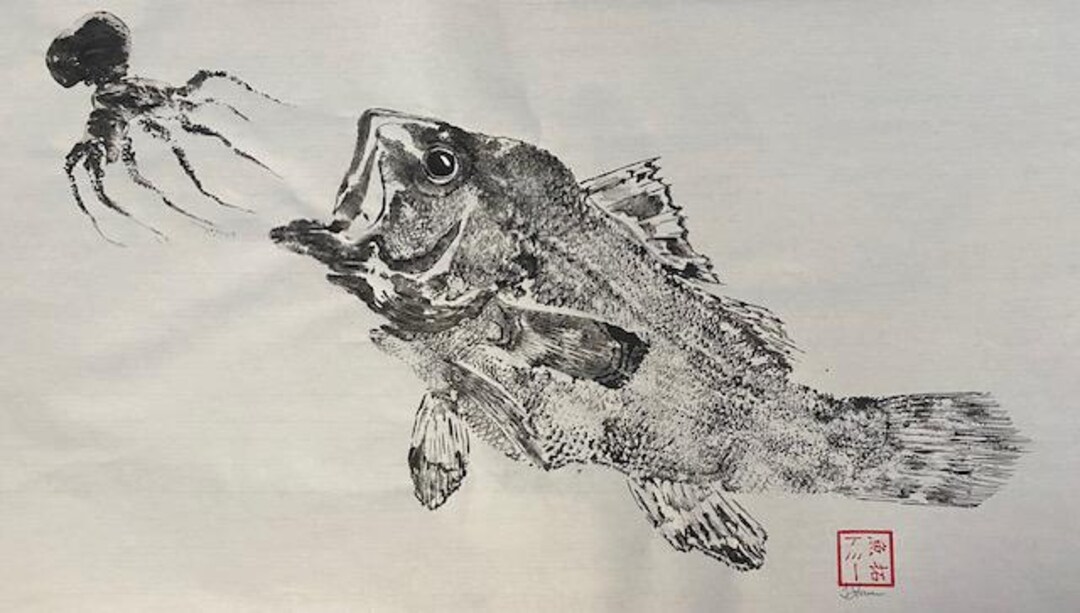 Black Sea Bass and Octopus Gyotaku - Etsy