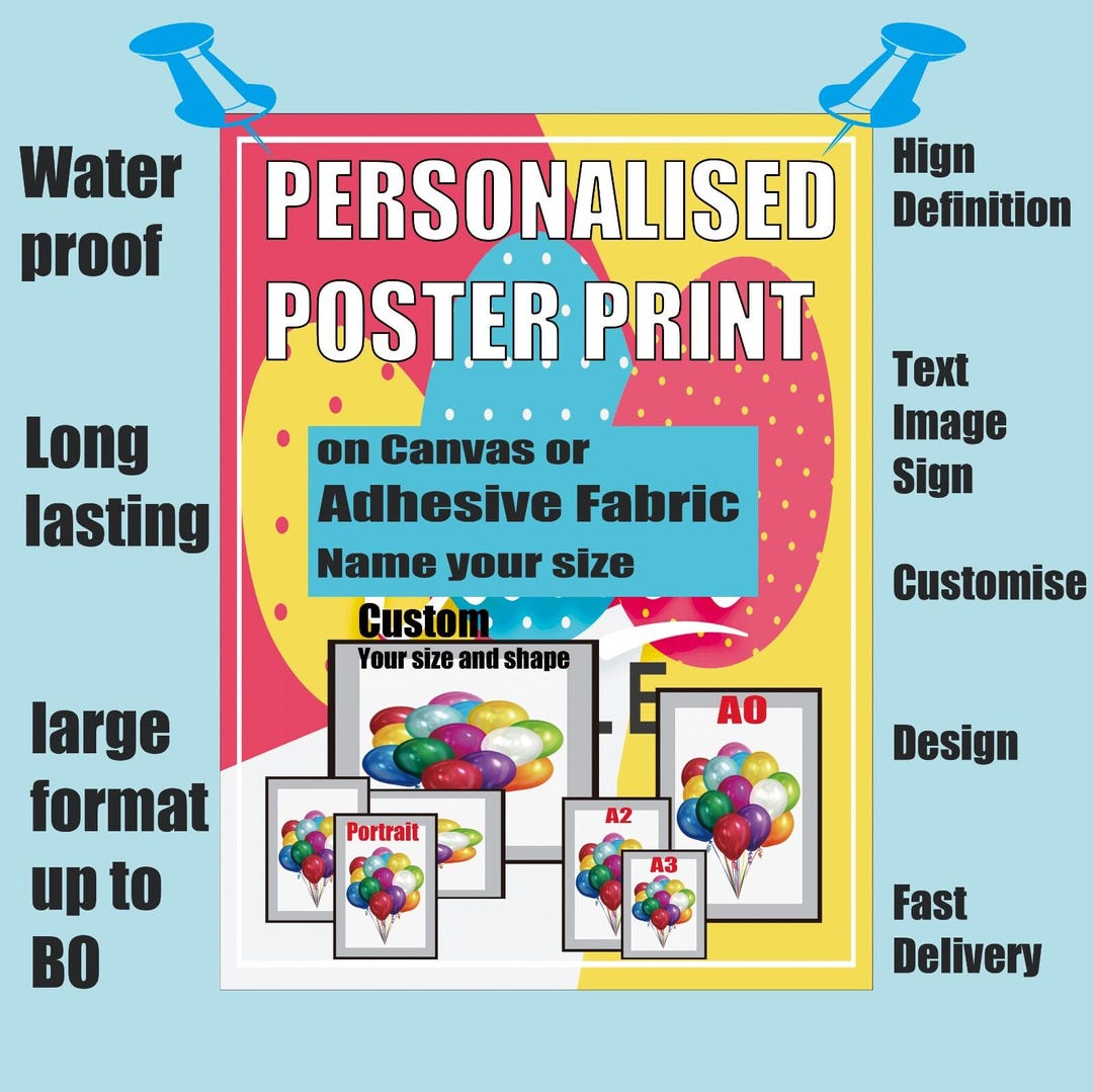 Personalized A1 A0 Poster Signs Printing, Free Design, Free Delviery - Etsy