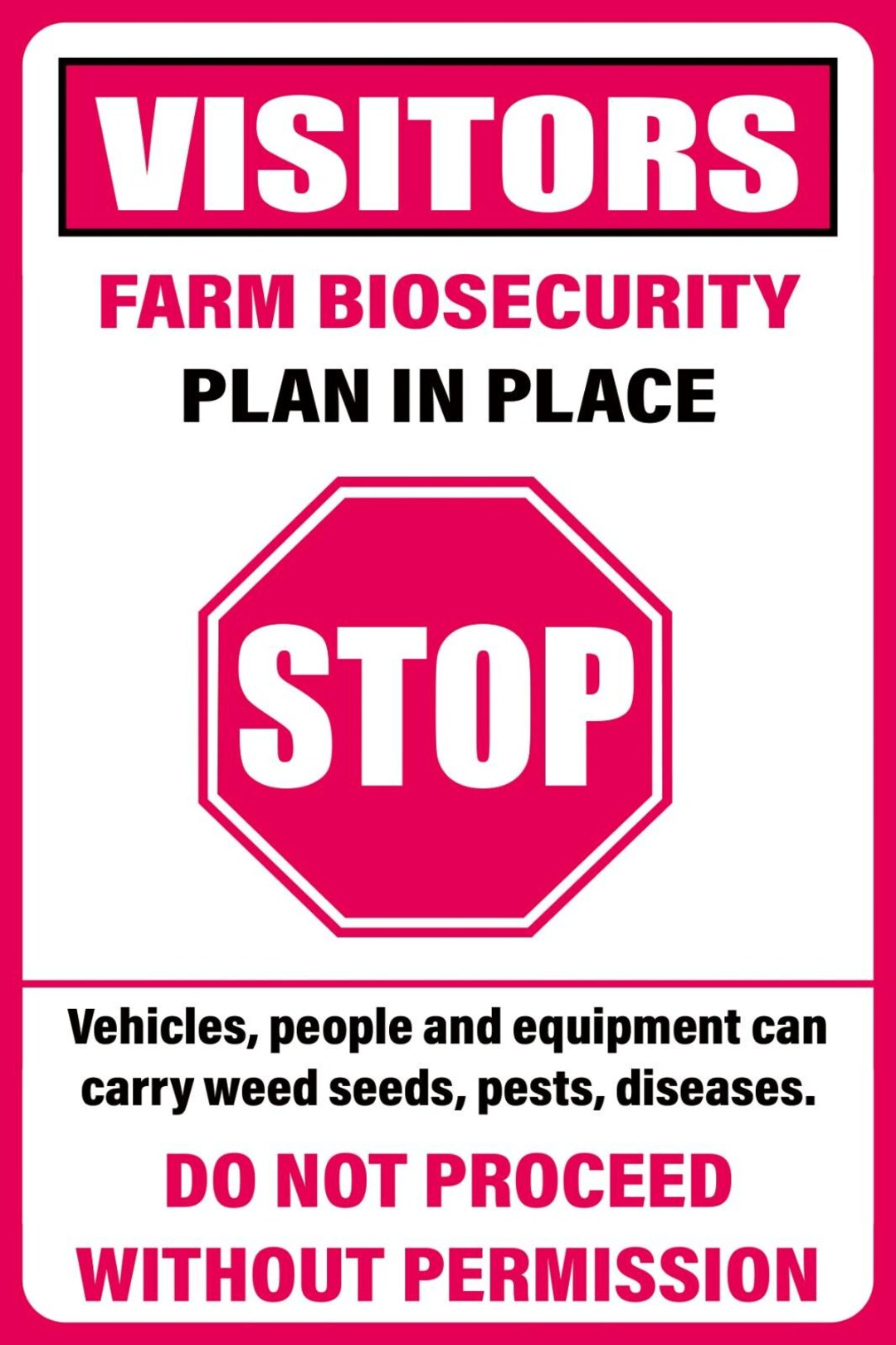 Farm Visitor Sign: Outdoor Biosecurity Notice (custom Sizes Available ...