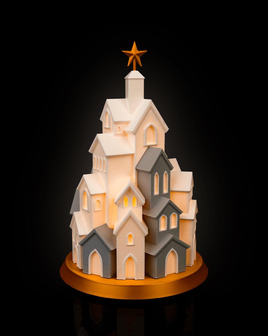 Cozy Winter Village Table Lamp – Glowing Mini Houses & Snowy Town Scene ...