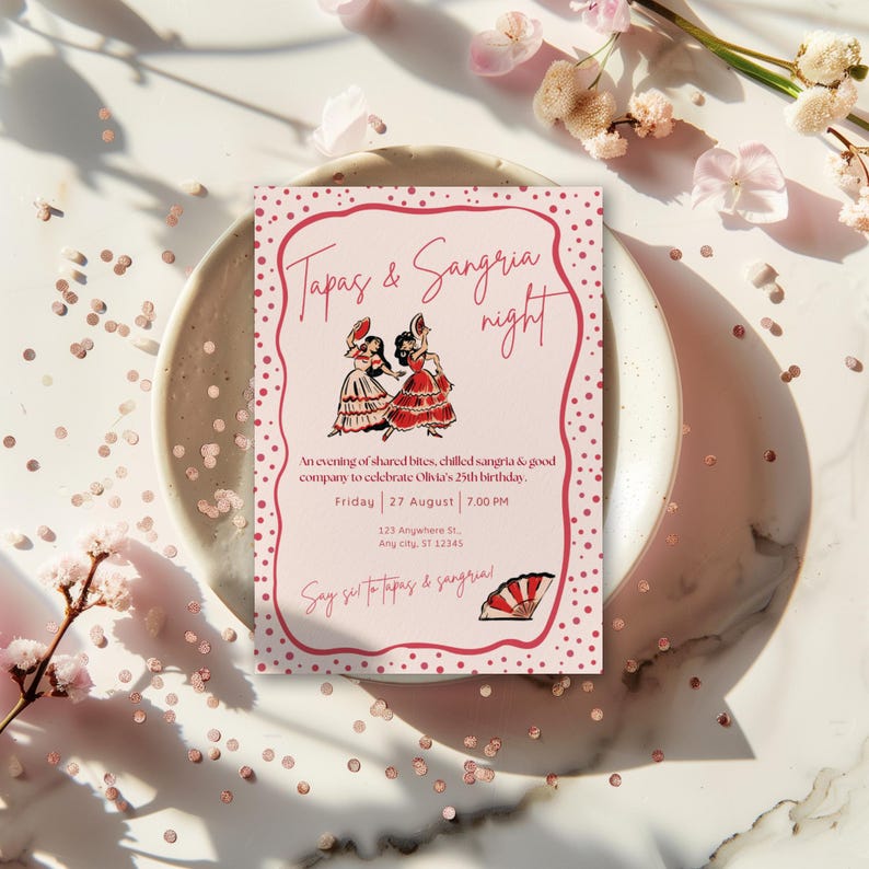 Editable Tapas & Sangria Night Invitation | Spanish Fiesta Birthday ...