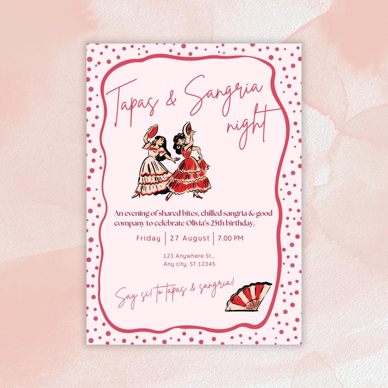 Editable Tapas & Sangria Night Invitation | Spanish Fiesta Birthday ...