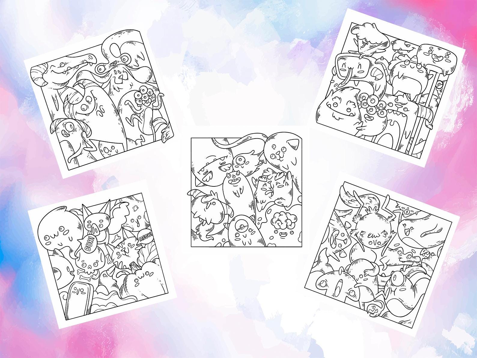 Cute Monster Collection Coloring Pages - Etsy