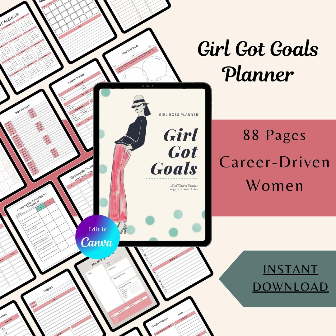 Career Goals | Boss Lady | Girl Got Goals Planner | Productivity ...