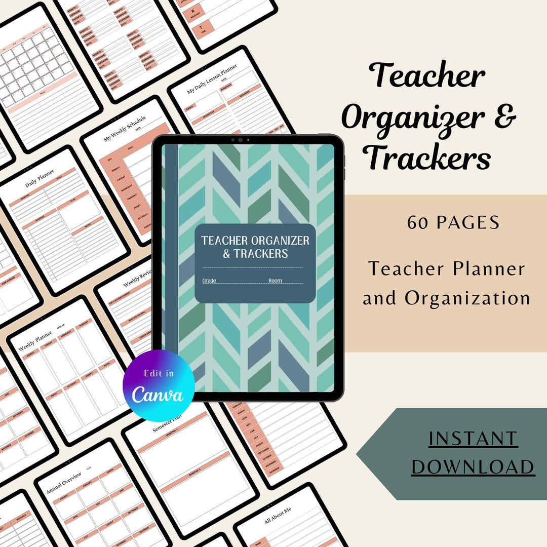 Teacher Planner and Tracker | 60-page Digital & Printable Organizer ...
