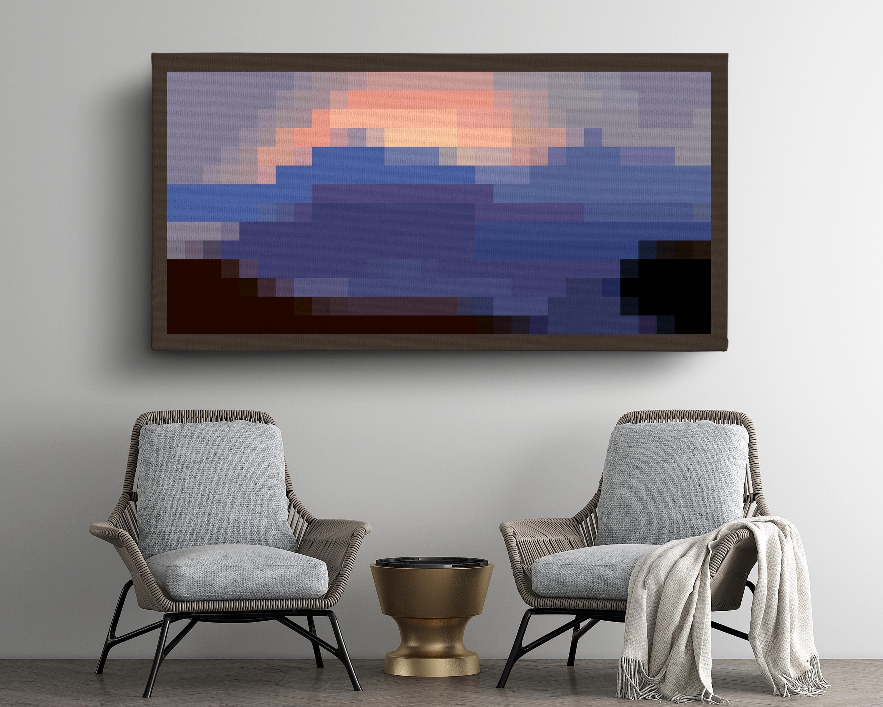 Minecraft Wall Art, Minecraft Sunset Ready to Hang Canvas, Large Wall ...