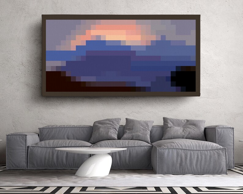 Minecraft Wall Art, Minecraft Sunset Ready to Hang Canvas, Large Wall ...