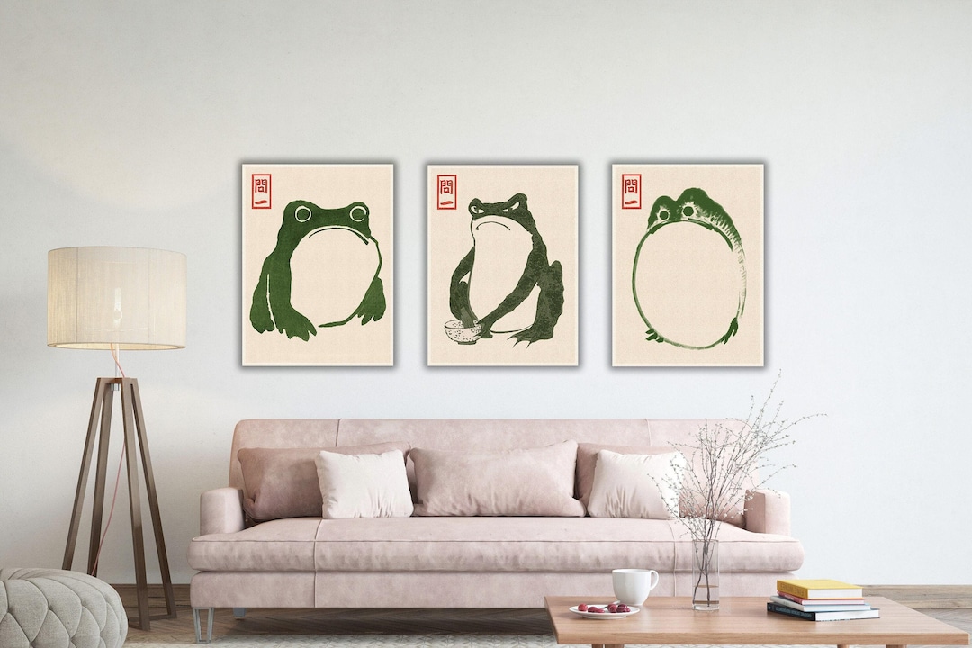 Japanese Matsumoto Hoji Frog Set of 3 Poster, Set of 3 Frog Canvas ...