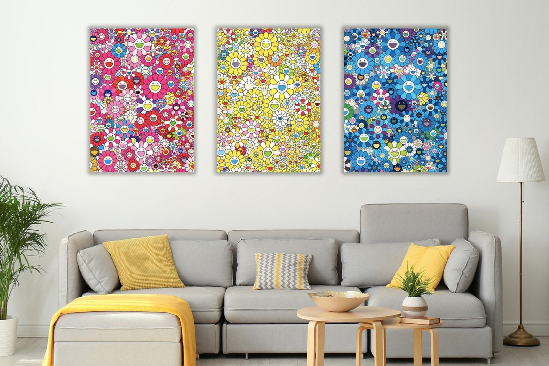Set of 3 Takashi Murakami Wall Art, Floral Artwork Set, Poster Set of ...