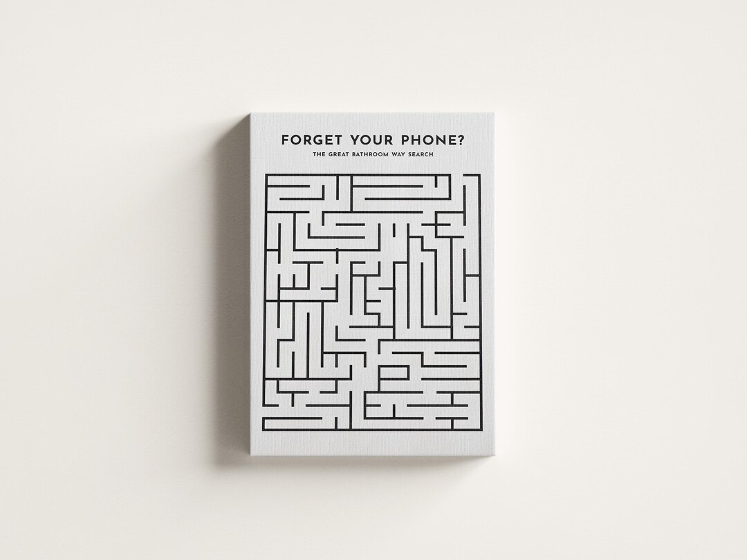 Funny Bathroom Maze Game Wall Decor | Forgot Your Phone Puzzle - Etsy