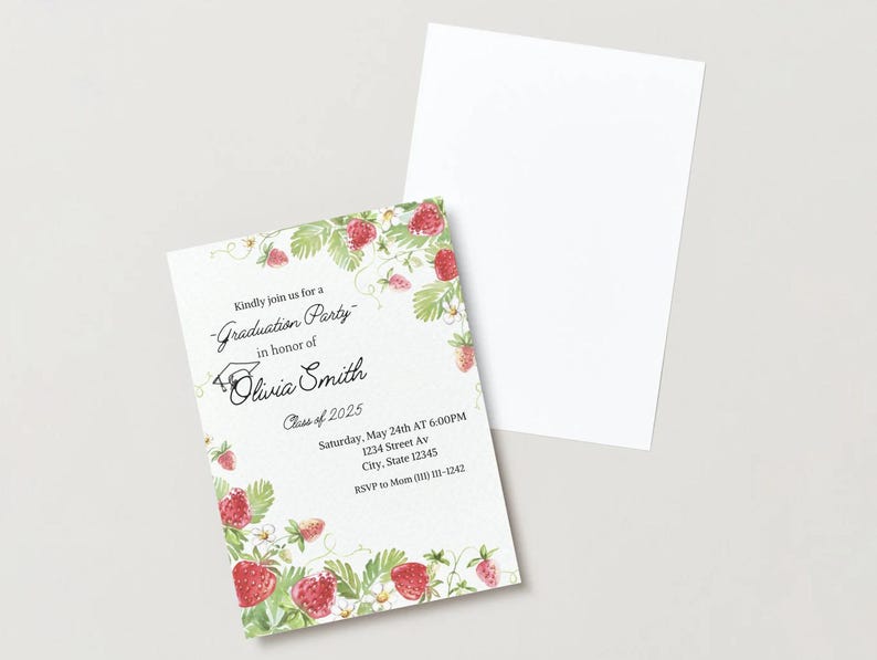 Berry Themed Graduation Invitation - Etsy