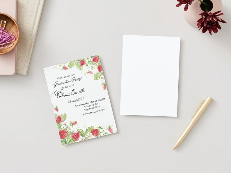 Berry Themed Graduation Invitation - Etsy