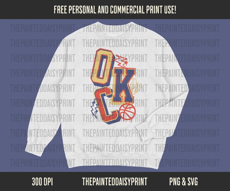 OKC Thunder Retro Graffiti Basketball Design (PNG SVG) - Etsy
