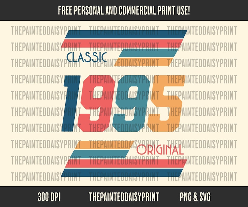 1995 Retro Birthday Design: PNG SVG (digital Download) - Etsy