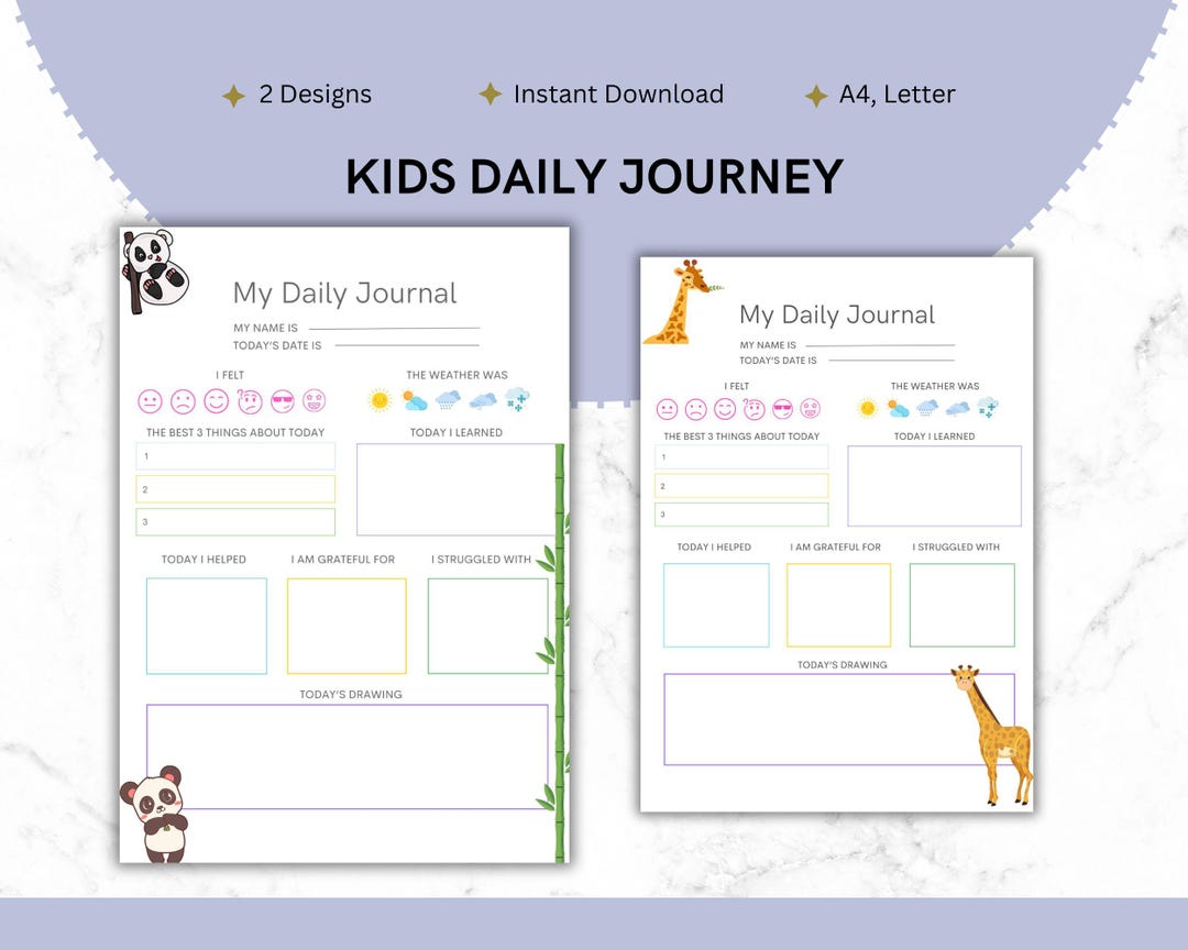 Daily Journal Printables for Kids - Gratitude, Writing Prompts for ...