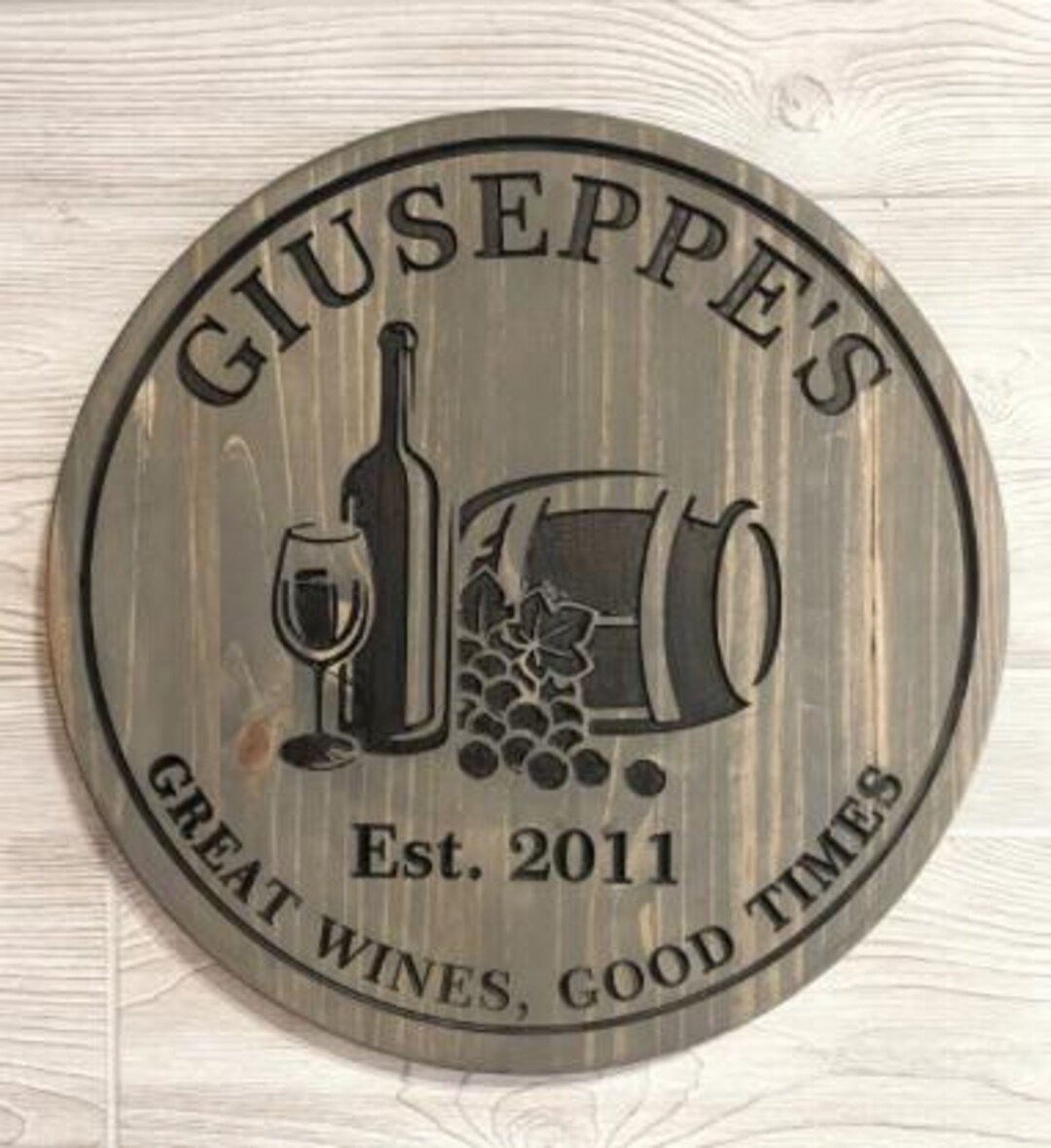 Custom WINE CELLAR Sign - Personalized - Carved - Round Wood Sign ...