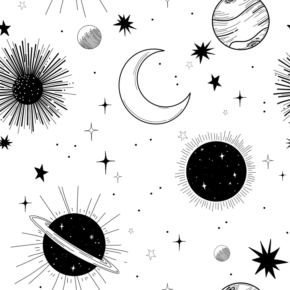 Celestial Repeat Template: Royalty Free Traceable Pattern Bundle (jpg ...