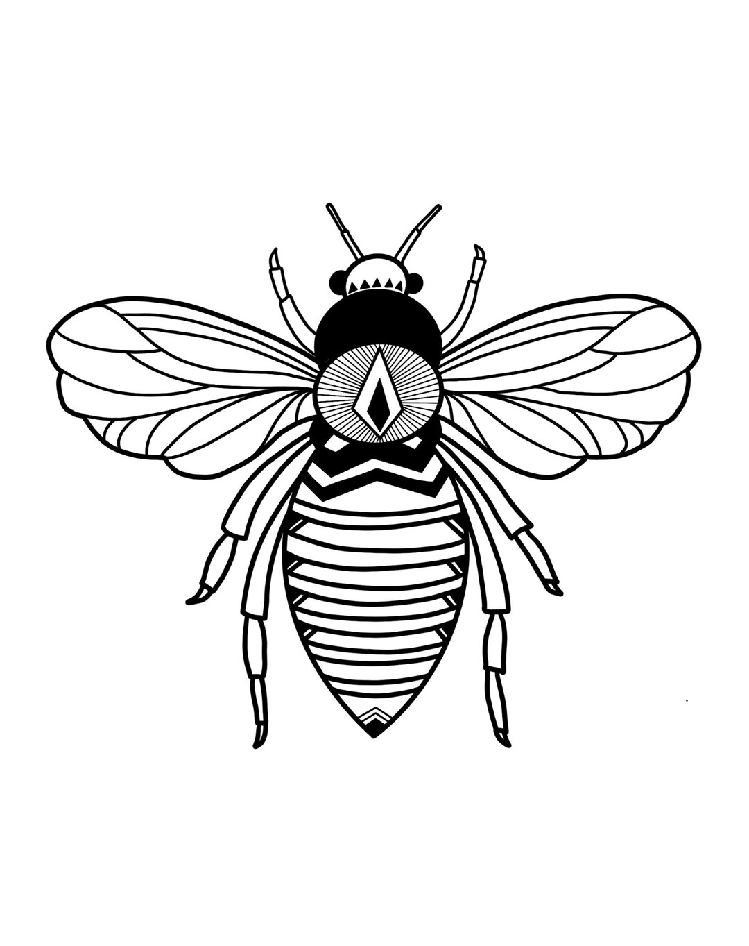 Geometric Bee Template: Royalty Free Traceable Pattern Bundle (jpg, Png ...