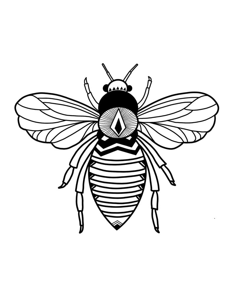 Geometric Bee Template: Royalty Free Traceable Pattern Bundle (jpg, Png ...
