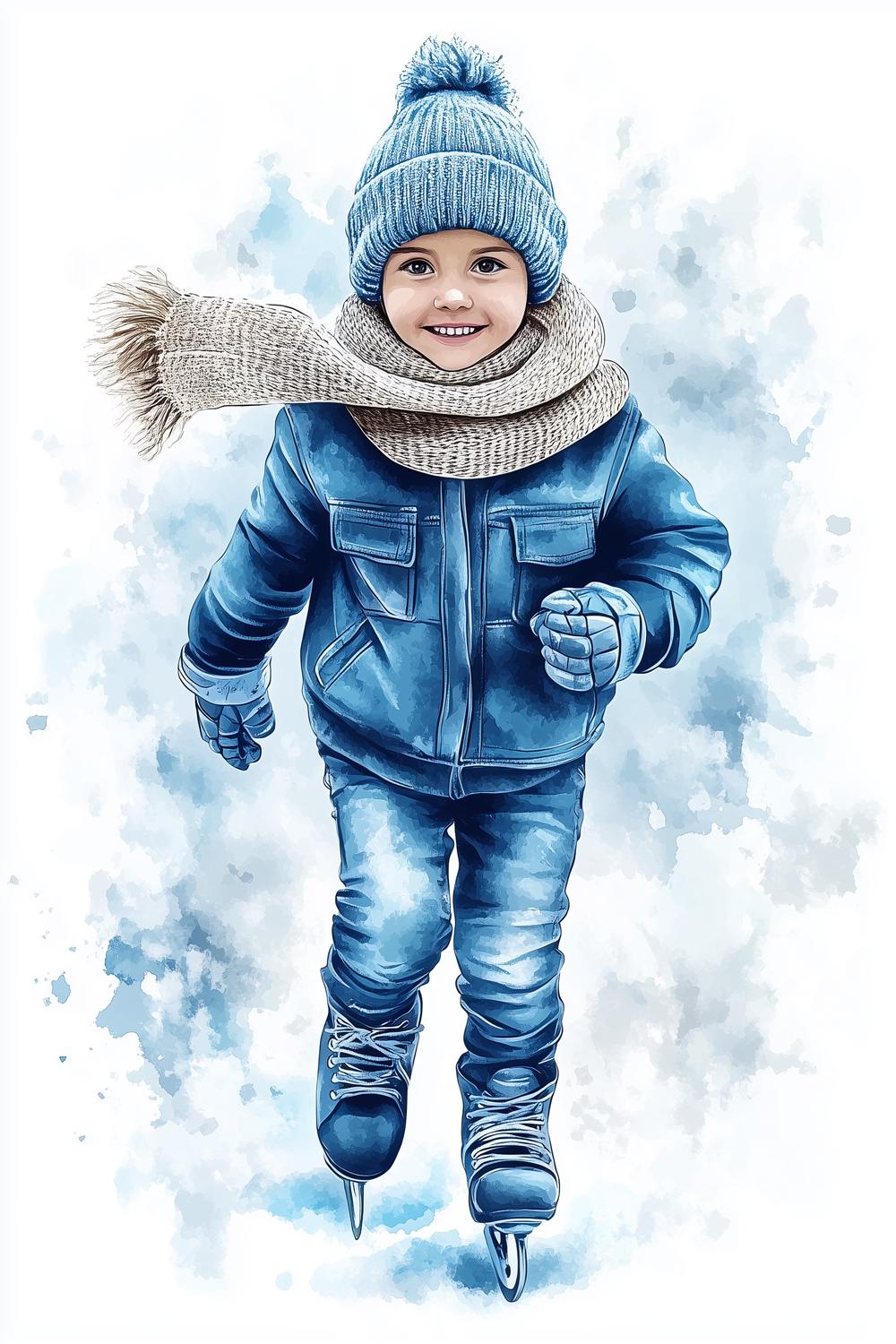 Boys Ice Skating Clipart, 10 High Resolution Watercolor Illustrations ...
