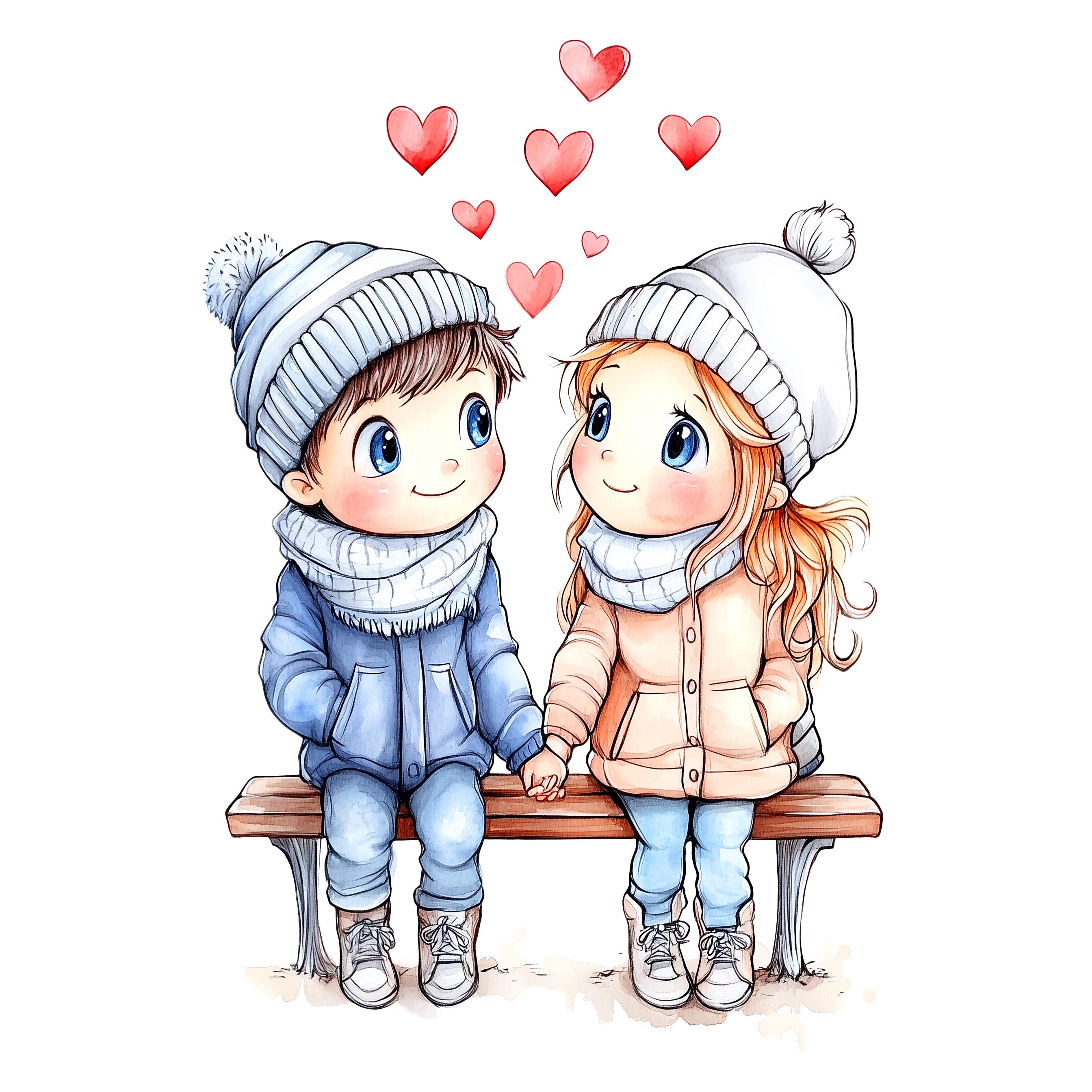 Best Friends Valentine's Day Clipart. 10 Printable Watercolor PNG With ...