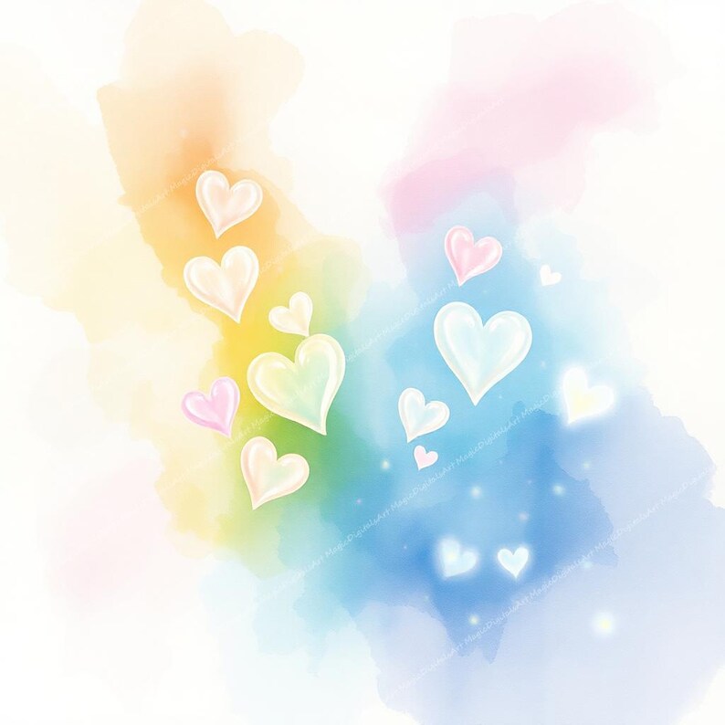 10 Cute Baby Digital Backgrounds With Hearts | High-resolution JPEG ...