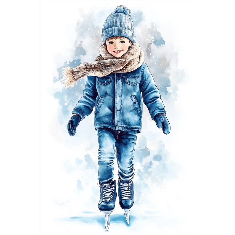 10 PNG Boys Ice Skating Clipart, High Resolution Watercolor ...