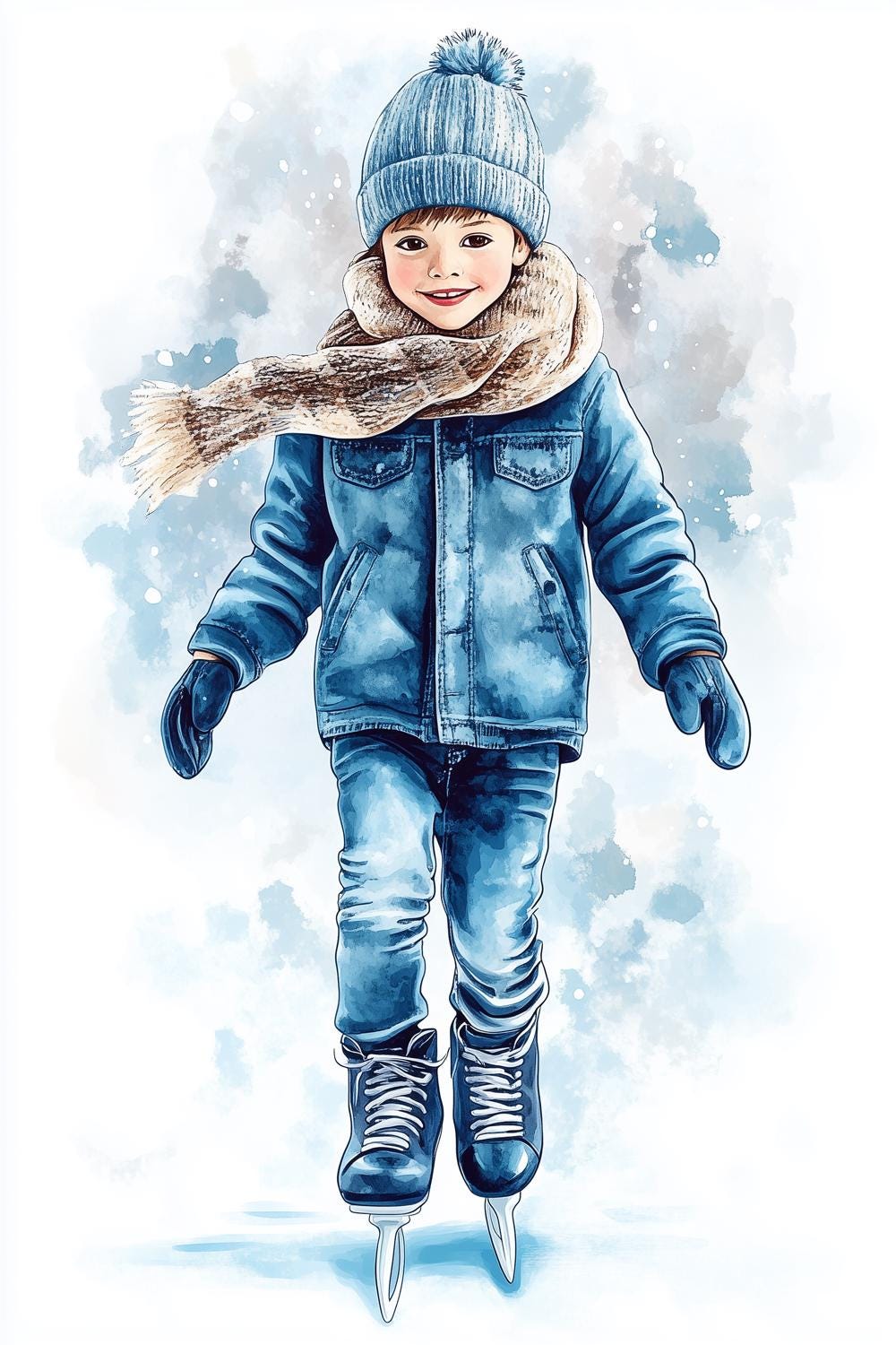 Boys Ice Skating Clipart, 10 High Resolution Watercolor Illustrations ...