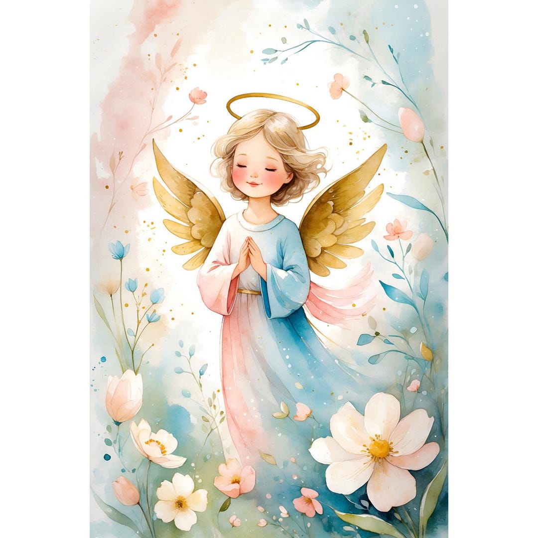 Easter Angel Printable Art | Shabby Chic Watercolor Poster | Vintage ...