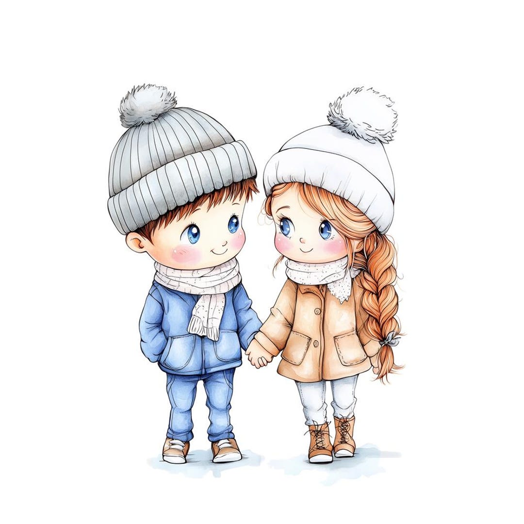 Best Friends Valentine's Day Clipart. 10 Printable Watercolor ...