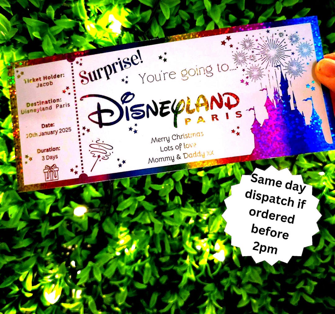 Personalised Disneyland Paris / Disneyworld Florida Ticket Surprise ...