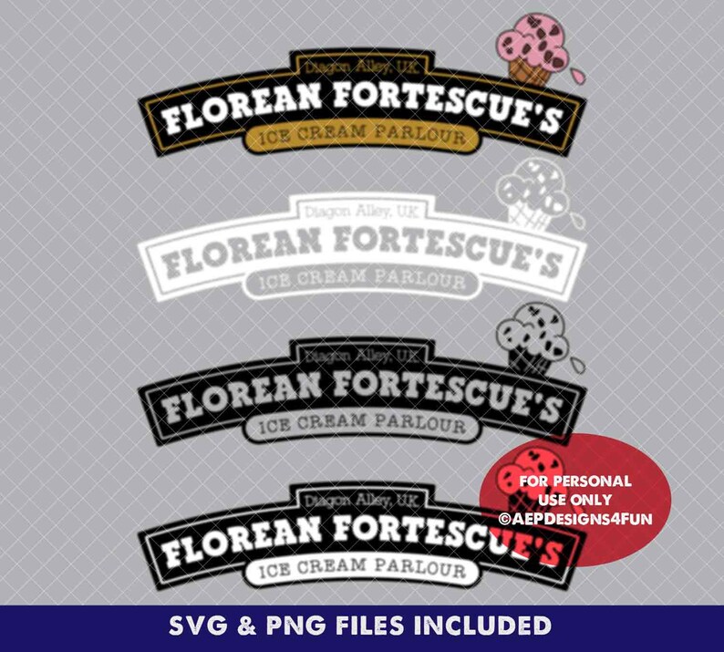 Florean Fortescue's Ice Cream Parlour SVG PNG: Wizarding World Design ...