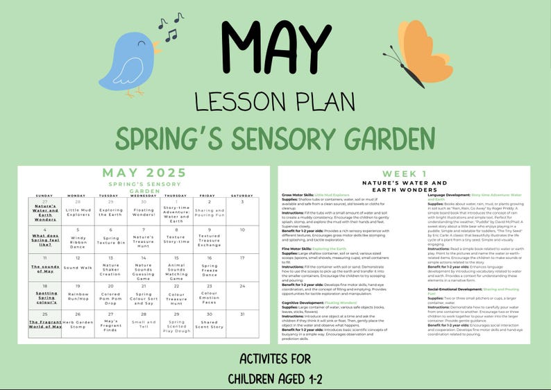 MAY ACTIVITY PLAN, Daycare Activities, 1-2 Year Olds, Gross Motor, Fine ...