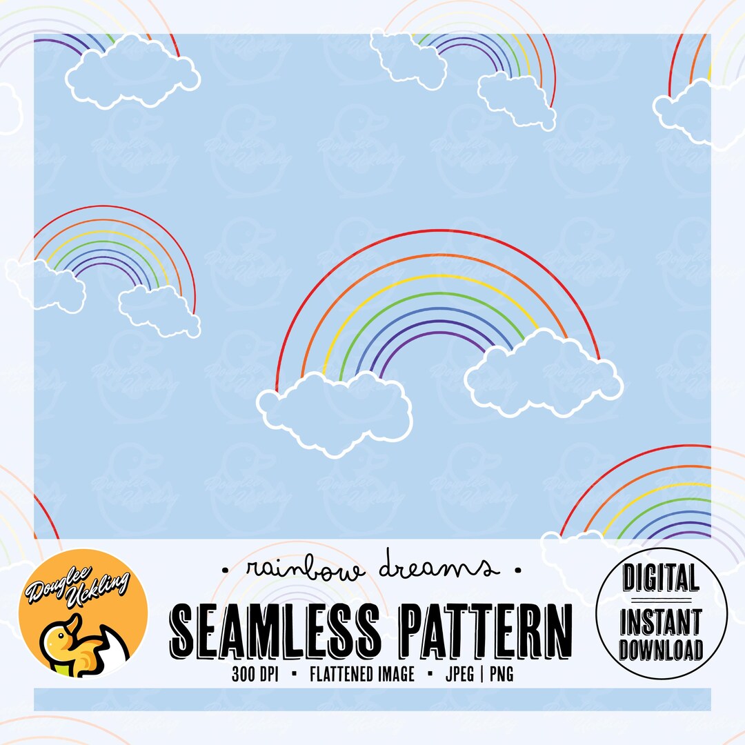Pastel Rainbow Seamless Pattern: Whimsical Nursery Design (digital ...