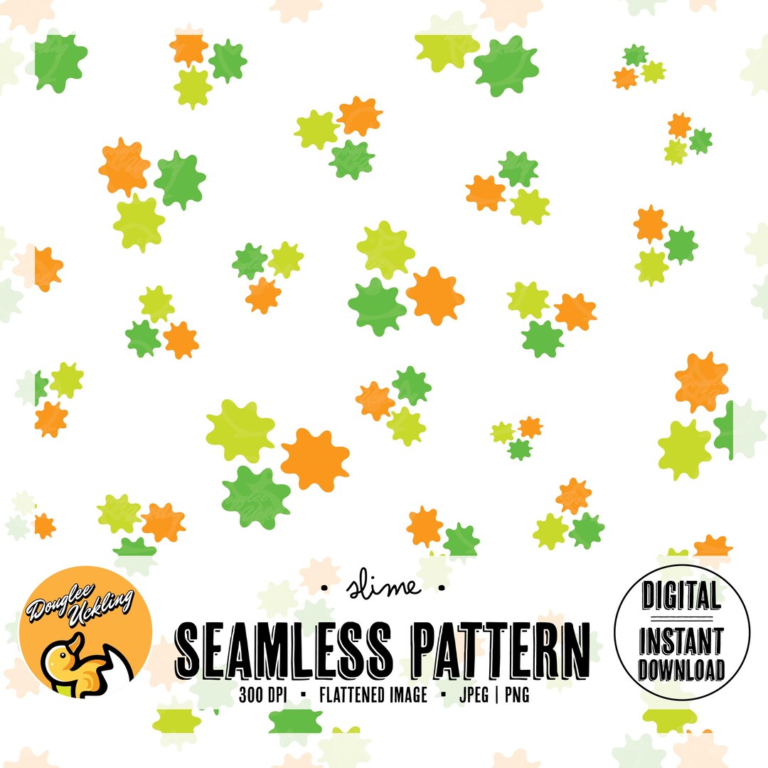 Playful Slime Seamless Pattern | Green & Orange Digital Paper | Gooey ...