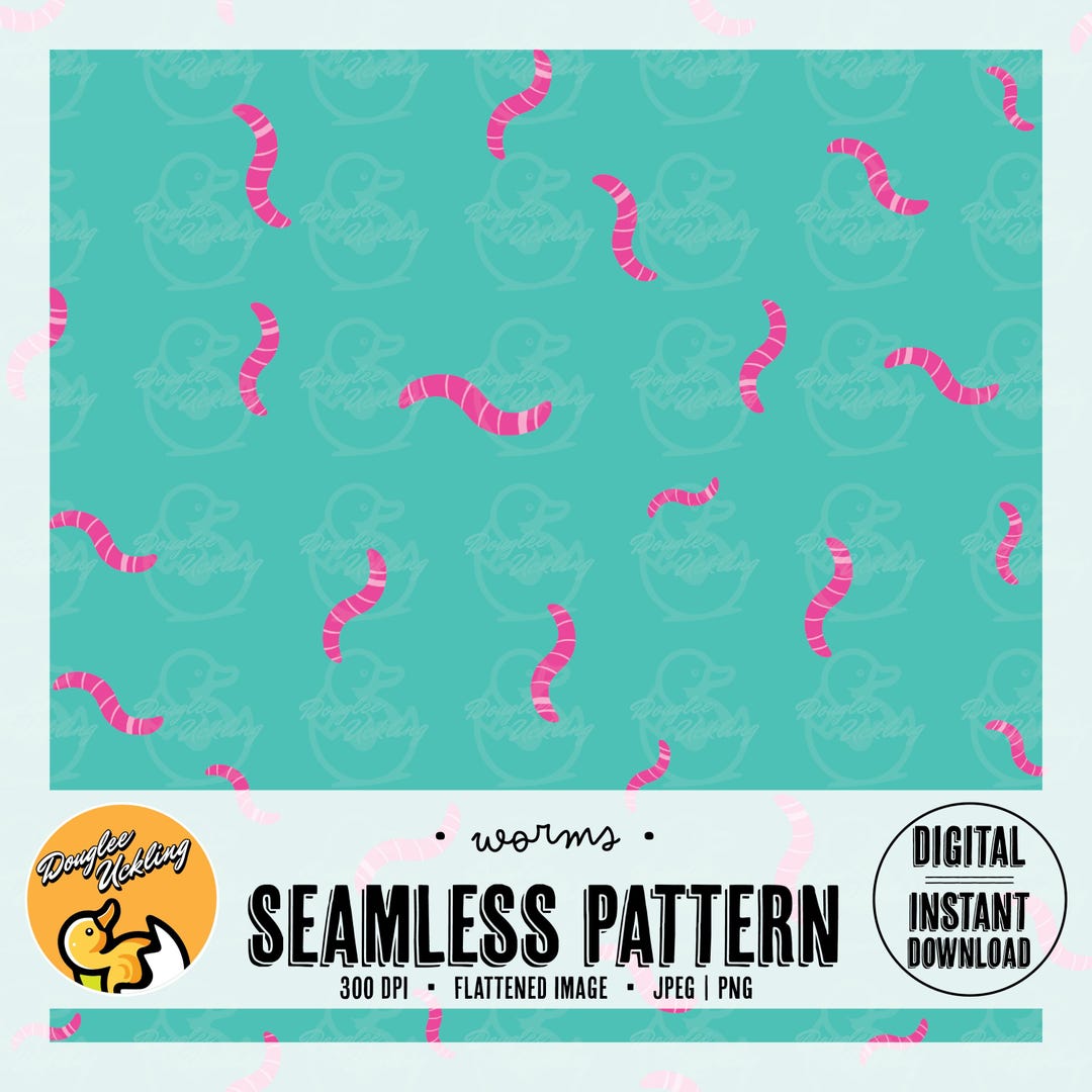 Wiggly Worms Seamless Pattern: Pink & Teal (digital Download) - Etsy