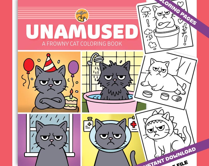 Silly Grumpy Cat Coloring Pages for Kids – Unlucky Kitty Art, Funny Pet ...