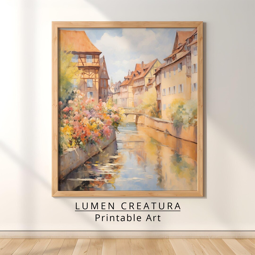 Printable Colored House Art, Decor Farmhouse Print, Vintage Art Print ...