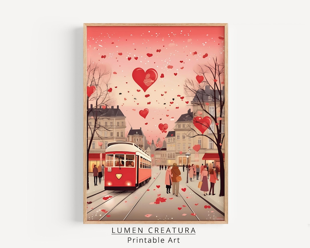 Cute Valentines Day Wall Art, Retro Valentine Art, Valentines Day ...