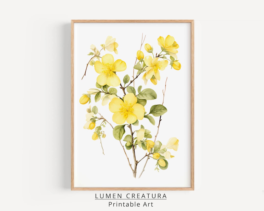 PRINTABLE YELLOW Flower Wall Art , YELLOW Botanical , Bedroom Prints ...