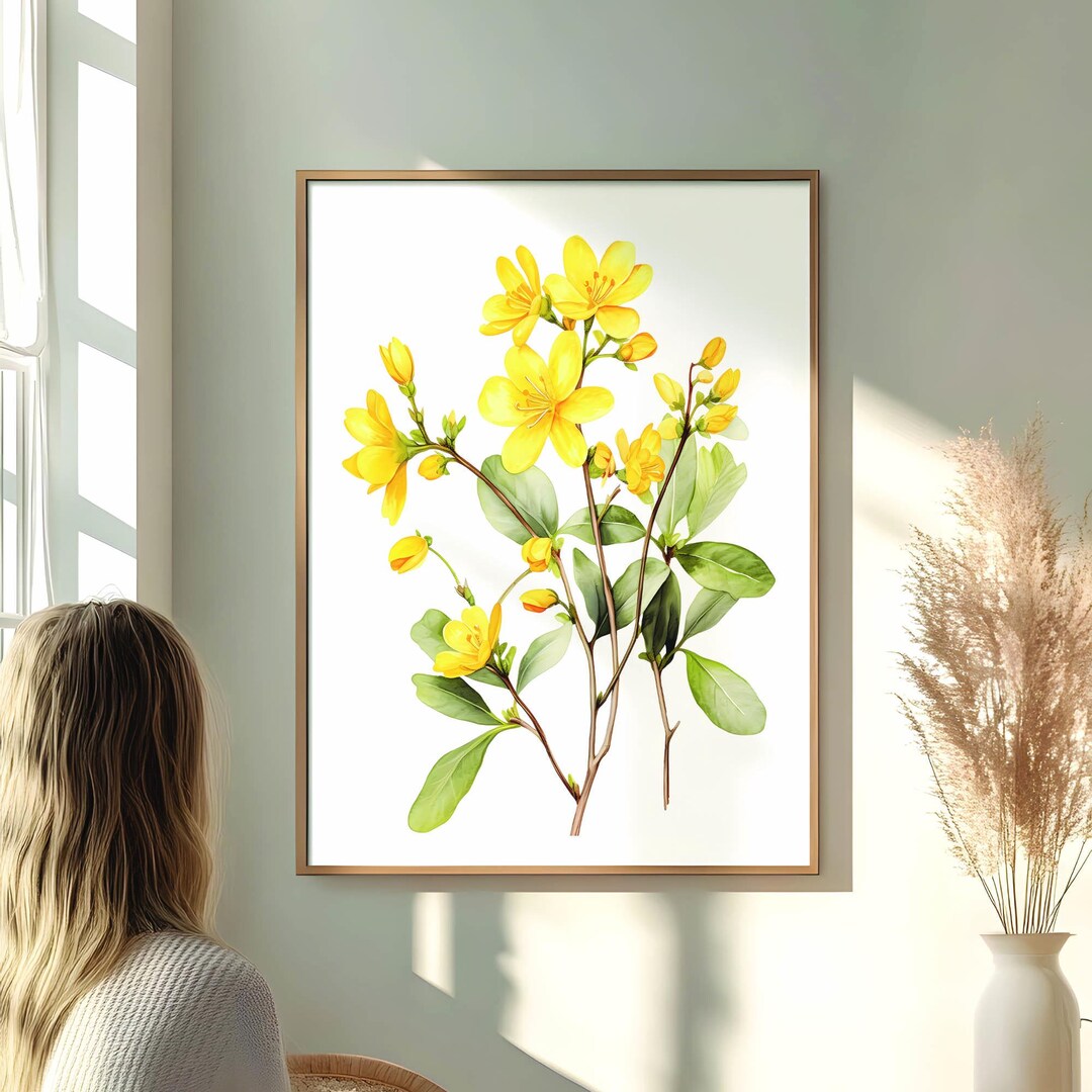 PRINTABLE YELLOW Flower Wall Art , YELLOW Botanical ,bedroom Prints ...
