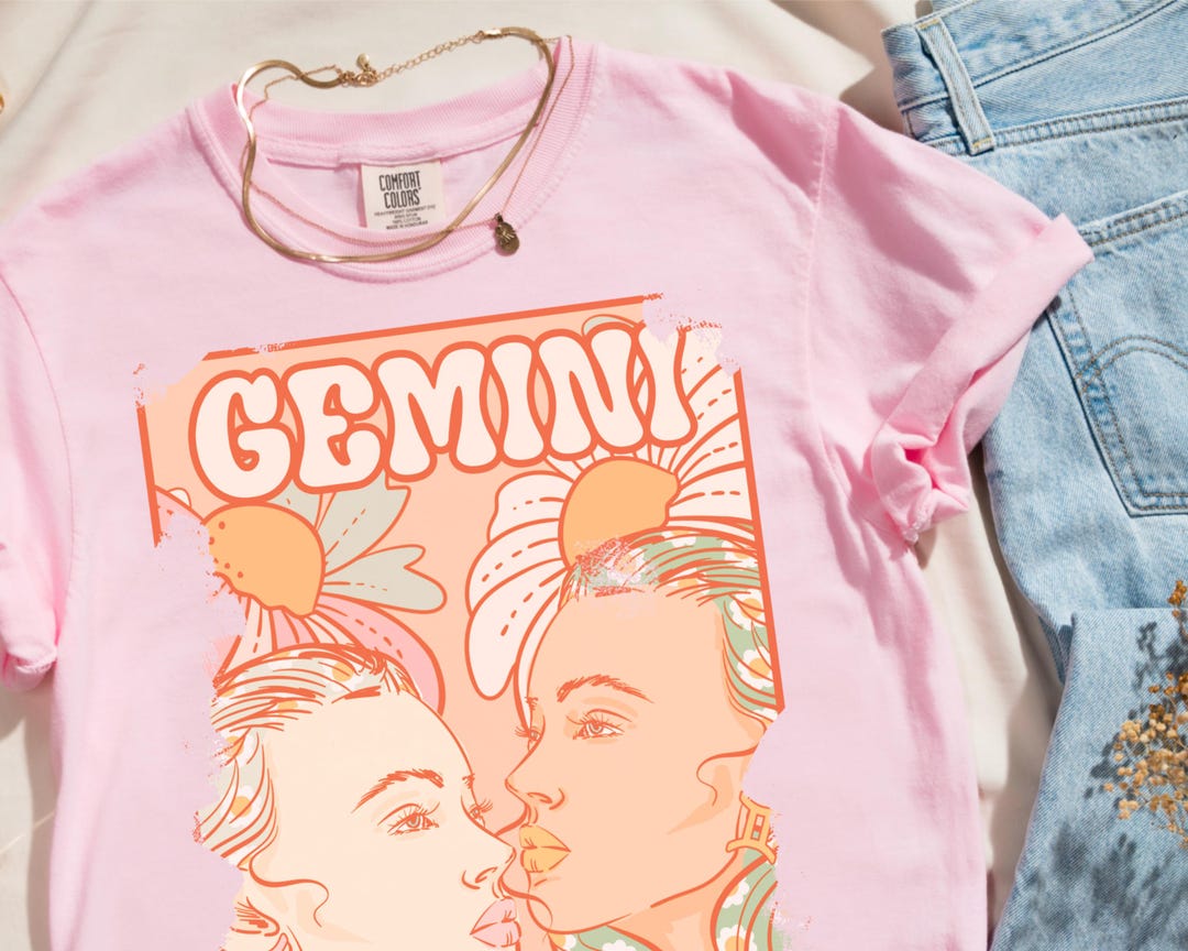 Y2K Gemini | Pink Zodiac Graphic Tee 90s Retro Tarot Card Gifts ...