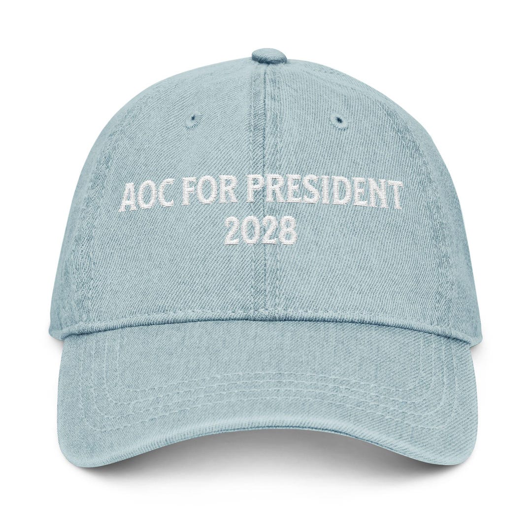 Embroidered Denim Hat - AOC for President 2028, Trendy Baseball Cap ...