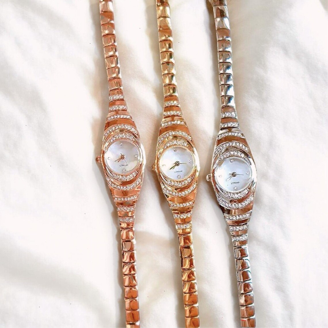 Dainty Silver Watch, Rose Gold Bracelet, Delicate Wristwatch, Glamorous ...