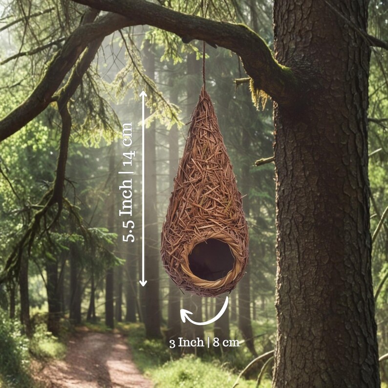 Long Woven Natural Birdhouse Hanging Bird Nest Handmade Birdhouse ...