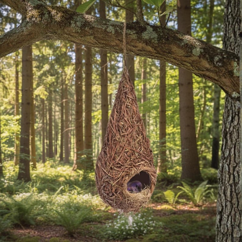 Long Woven Natural Birdhouse Hanging Bird Nest Handmade Birdhouse ...
