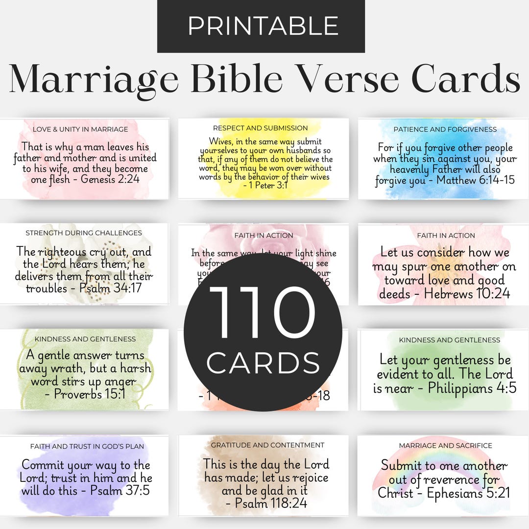 Marriage Bible Verse Cards for Couples Newlyweds Christian Scripture ...